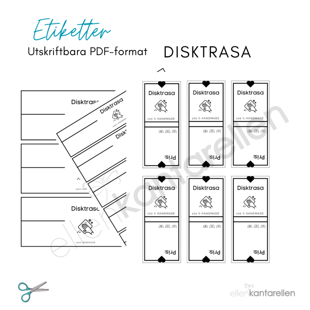 Etiketter till virkad Disktrasa - EllenKantarellen